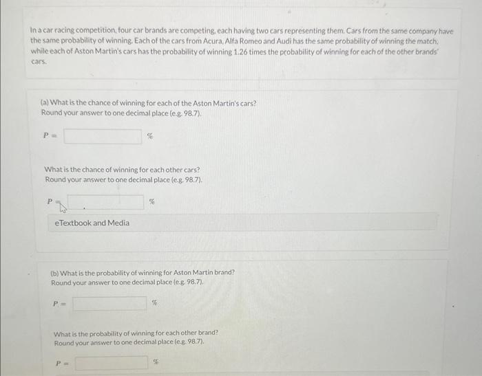 Solved In a car racing competition, four car brands are | Chegg.com
