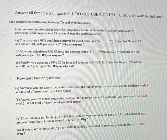 Solved Answer all three parts of question 1. DO NOT USE R OR | Chegg.com