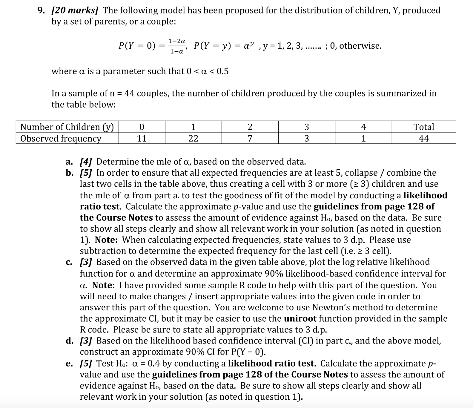 Solved [20 ﻿marks] ﻿The following model has been proposed | Chegg.com