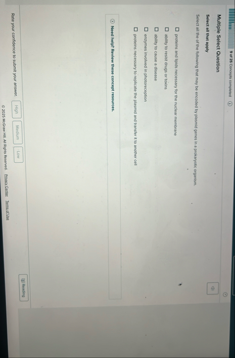 Solved 9 ﻿ef 25 ﻿Concepts completedMultiple Select | Chegg.com