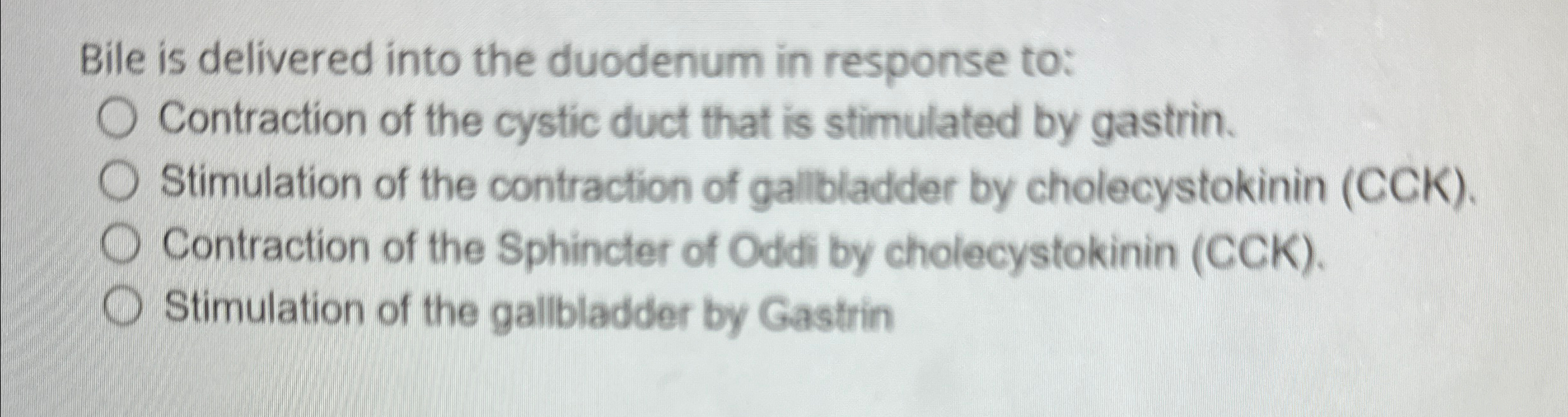 Solved Bile is delivered into the duodenum in response | Chegg.com