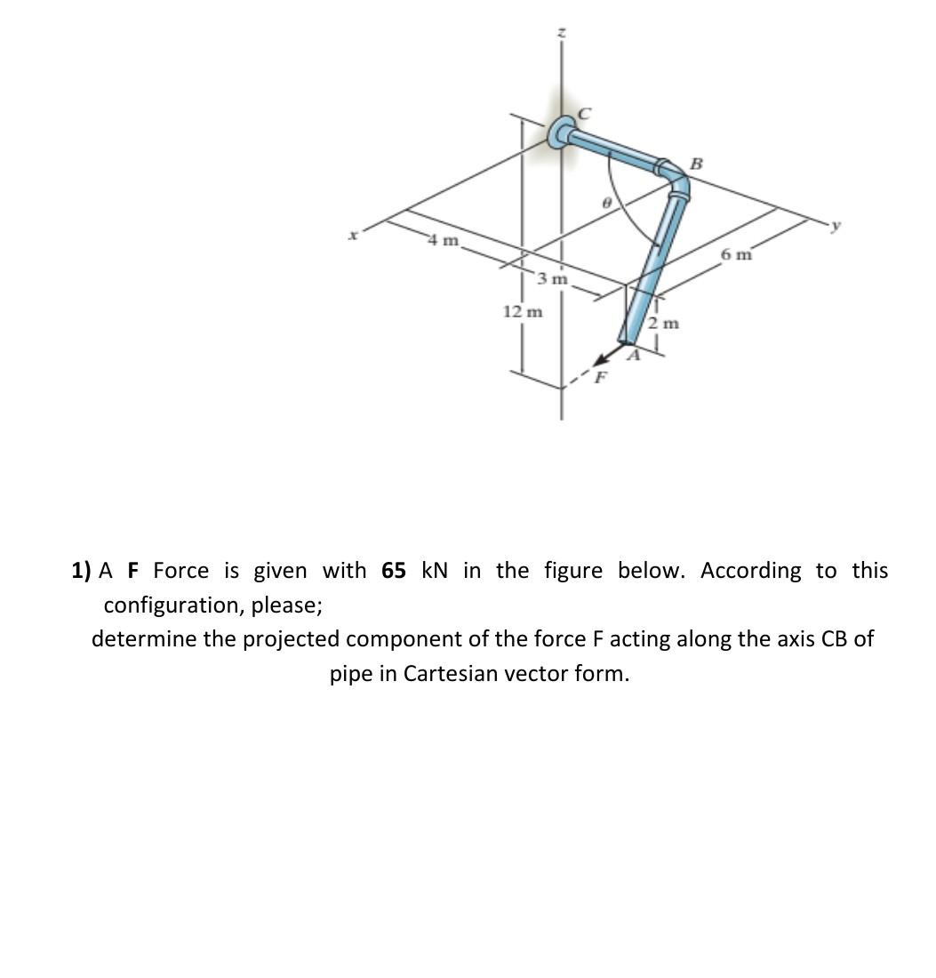 Solved 1) A F Force is given with 65kN in the figure below. | Chegg.com