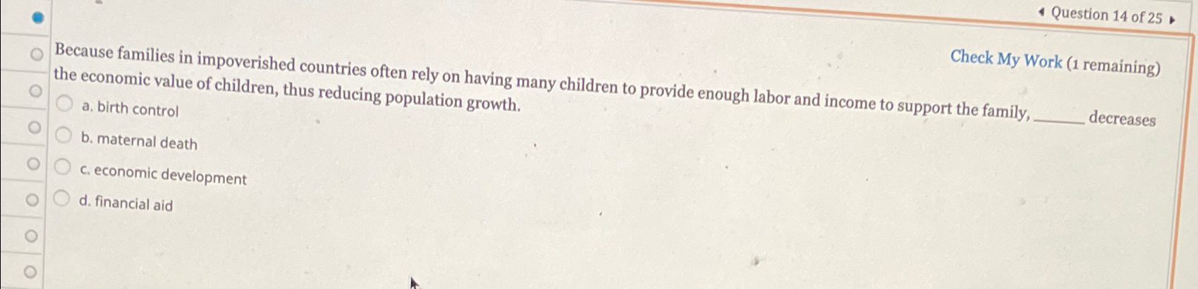 Solved Question 14 ﻿of 25Check My Work (1 ﻿remaining)Because | Chegg.com