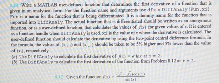 Solved 8.24 Write a MATLAB user-defined function that | Chegg.com