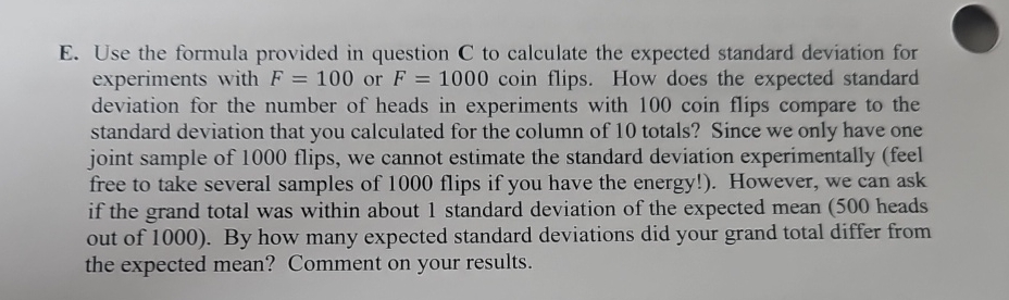 Solved E. Use the formula provided in question C to | Chegg.com
