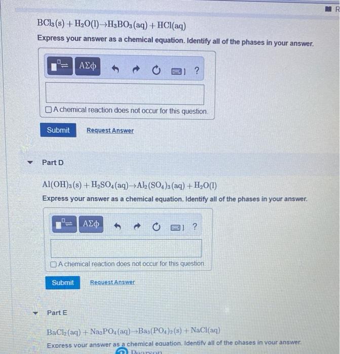 Solved DR BC13(s) + H2O(1) H3BO3(aq) + HCl(aq) Express your | Chegg.com