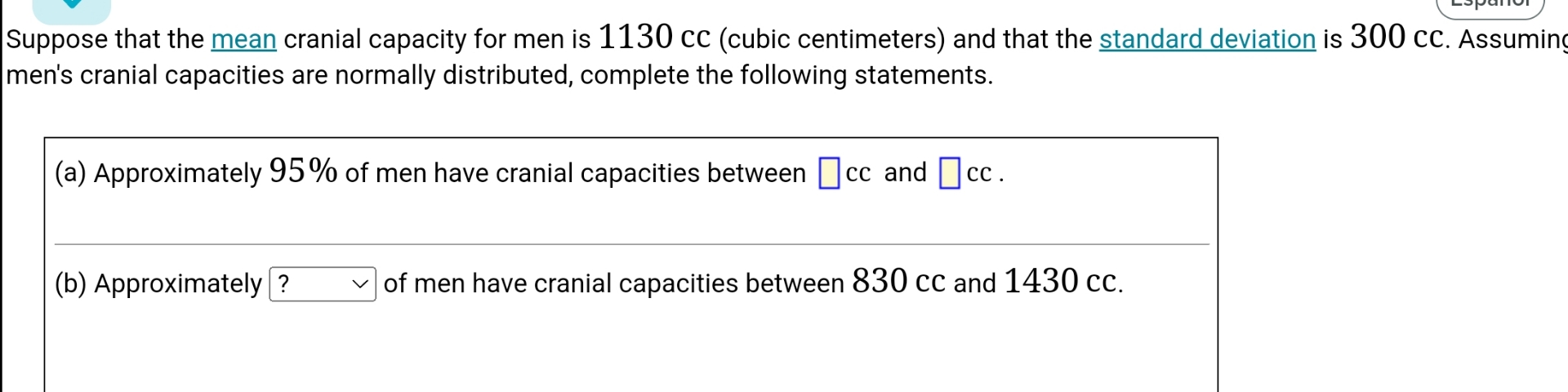 Solved Suppose that the mean cranial capacity for men is | Chegg.com