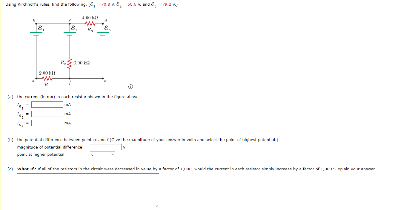 Solved Using Kirchhoff's rules, find the following. | Chegg.com