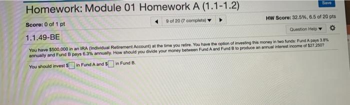 Solved Save Homework: Module 01 Homework A (1.1-1.2) of 20 | Chegg.com Solved Save Homework: Module 01 Homework A (1.1-1.2) of 20 | Chegg.com