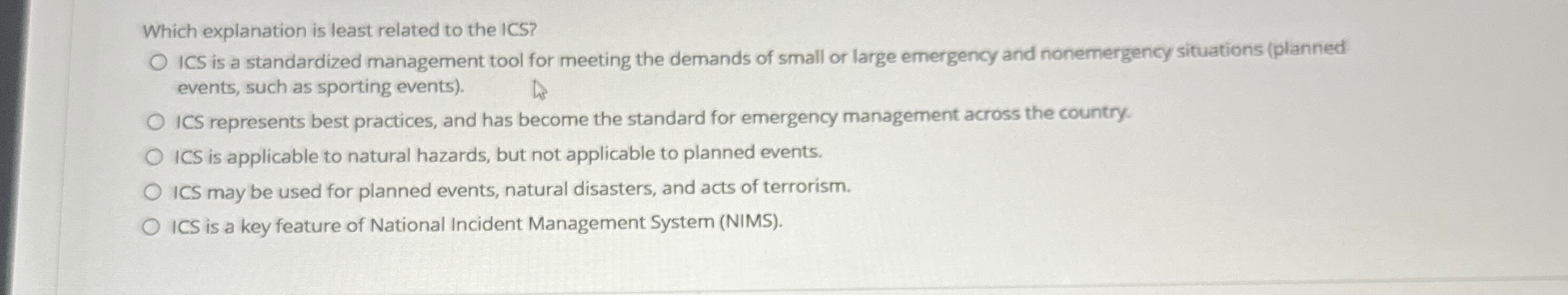 Solved Which explanation is least related to the ICS?ICS is | Chegg.com