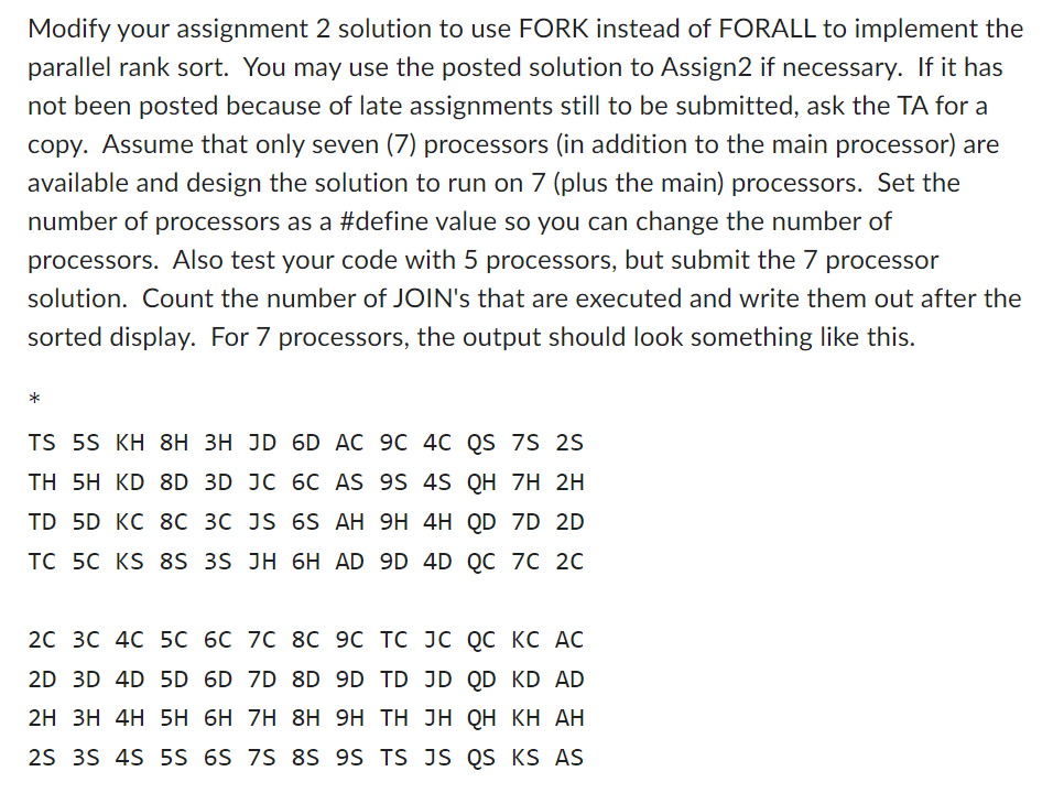 Solved Modify your assignment 2 ﻿solution to use FORK | Chegg.com