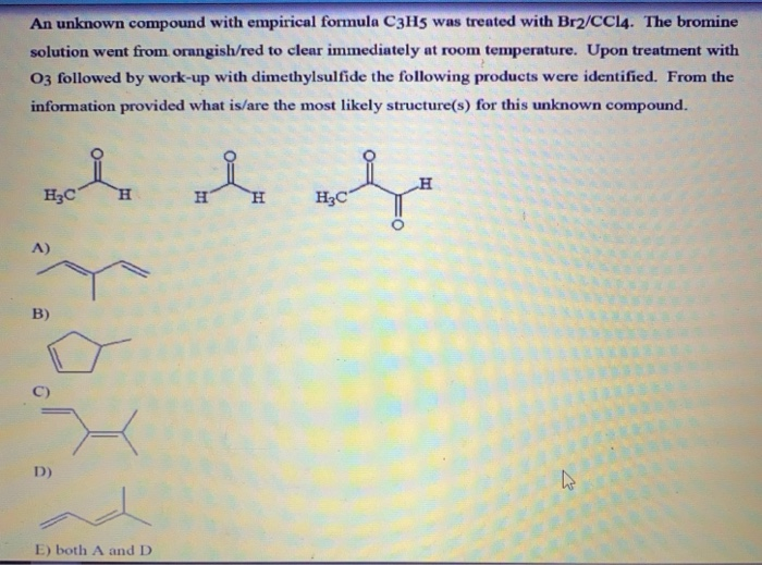 Solved An unknown compound with empirical formula C3H5 was | Chegg.com