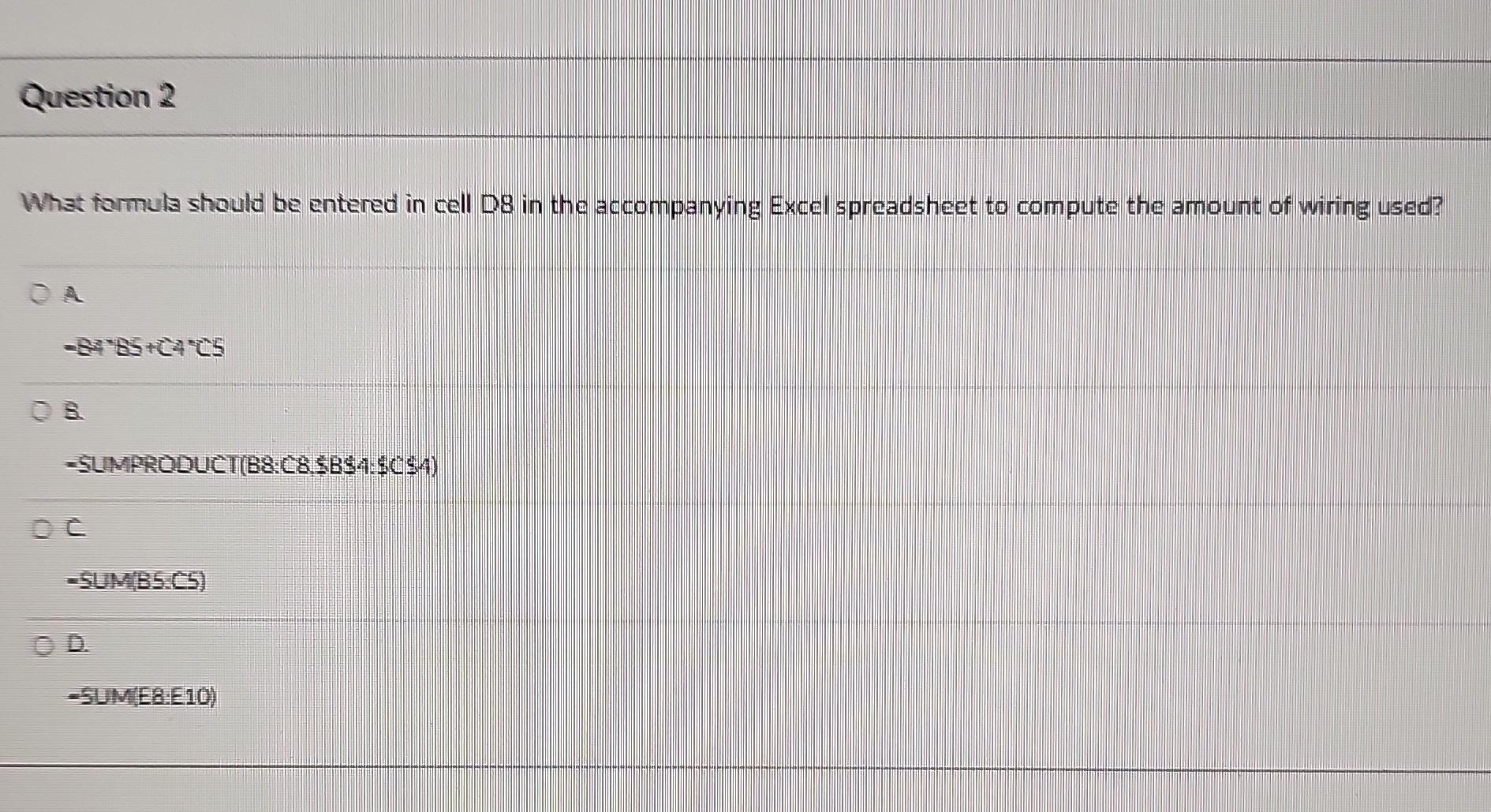 Solved What formula should be entered in cell D8 in the | Chegg.com