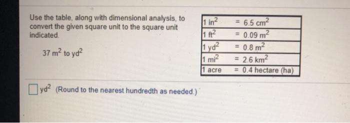 Solved Use the table, along with dimensional analysis, to | Chegg.com
