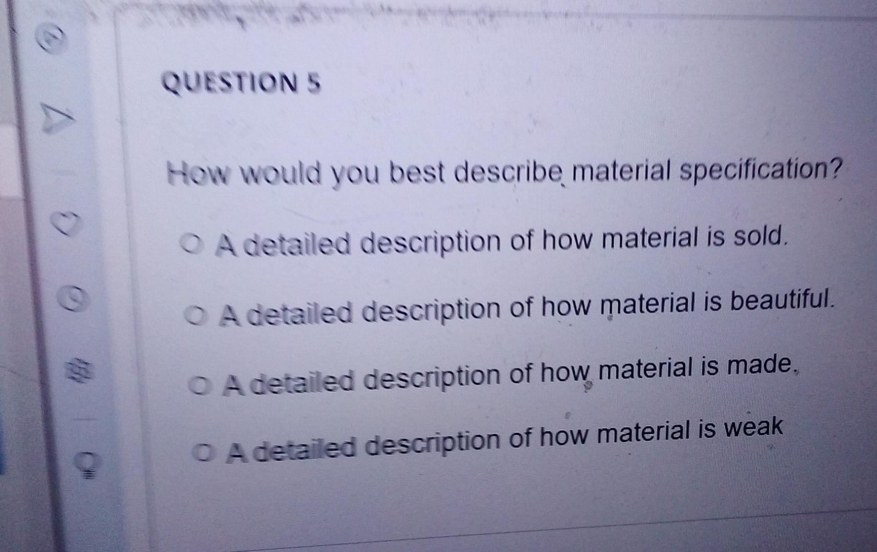 Solved QUESTIONS How would you best describe material | Chegg.com