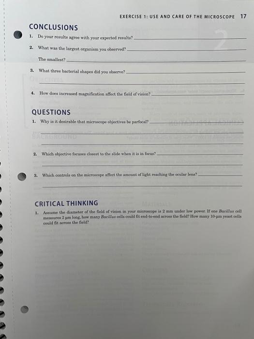 Solved Name: Date: Lab Section: EXERCISE LABORATORY REPORT | Chegg.com