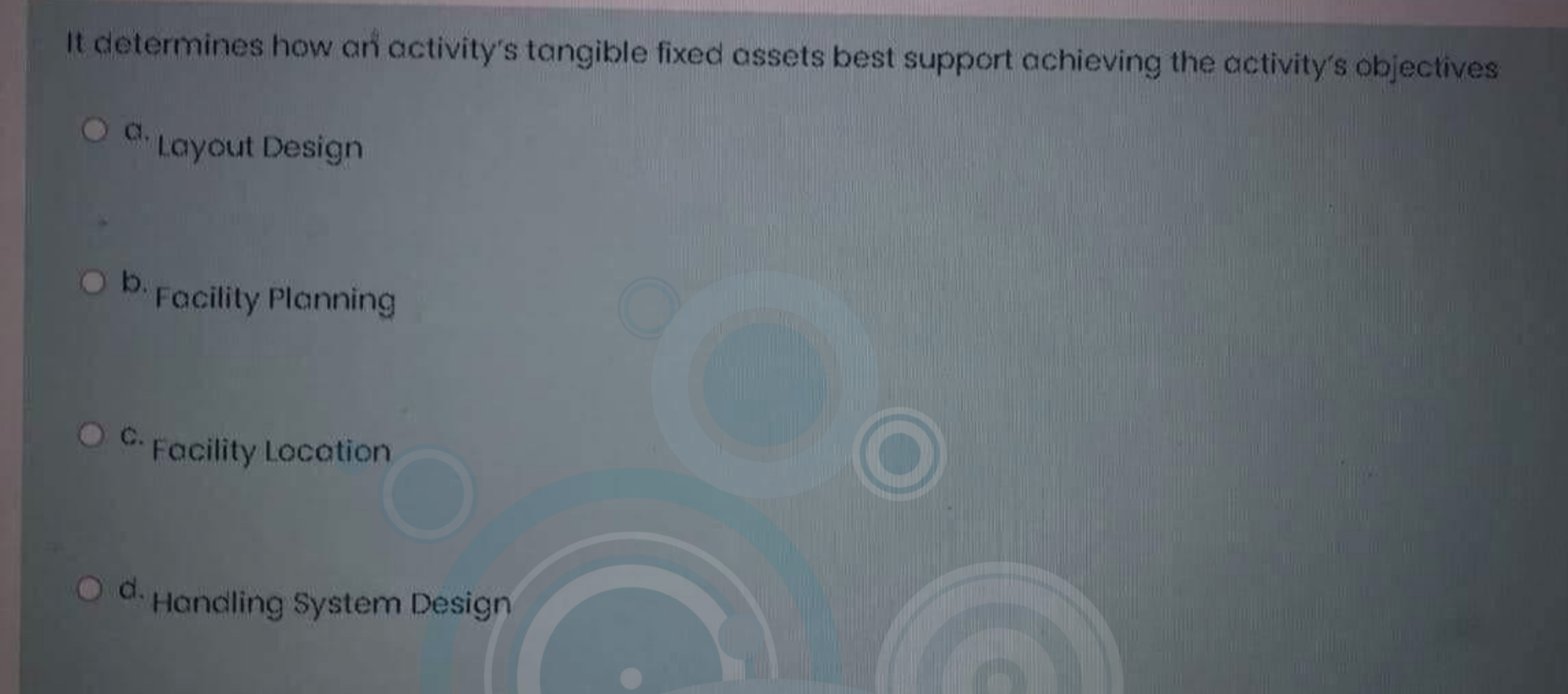 Solved It determines how an activity's tangible fixed assets | Chegg.com