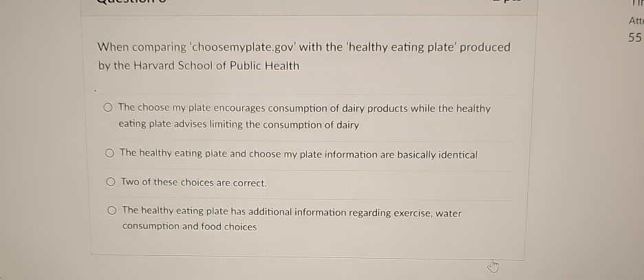 Solved When comparing 'choosemyplate.gov' with the 'healthy | Chegg.com