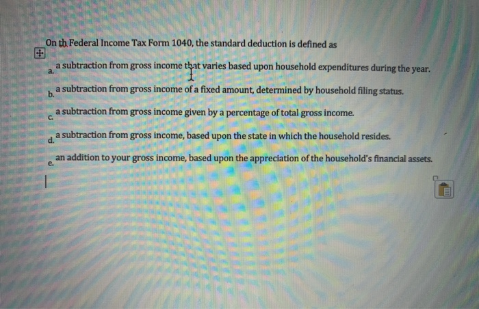Solved On th Federal Income Tax Form 1040, the standard | Chegg.com