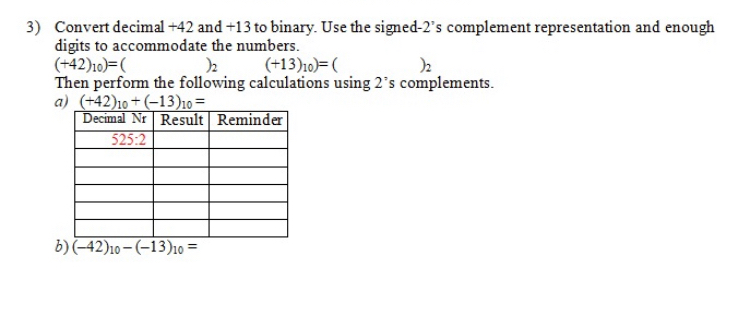 Solved Convert decimal +42 ﻿and +13 ﻿to binary. Use the | Chegg.com