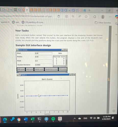 Solved Add a command button names "Plot scores" to the user | Chegg.com