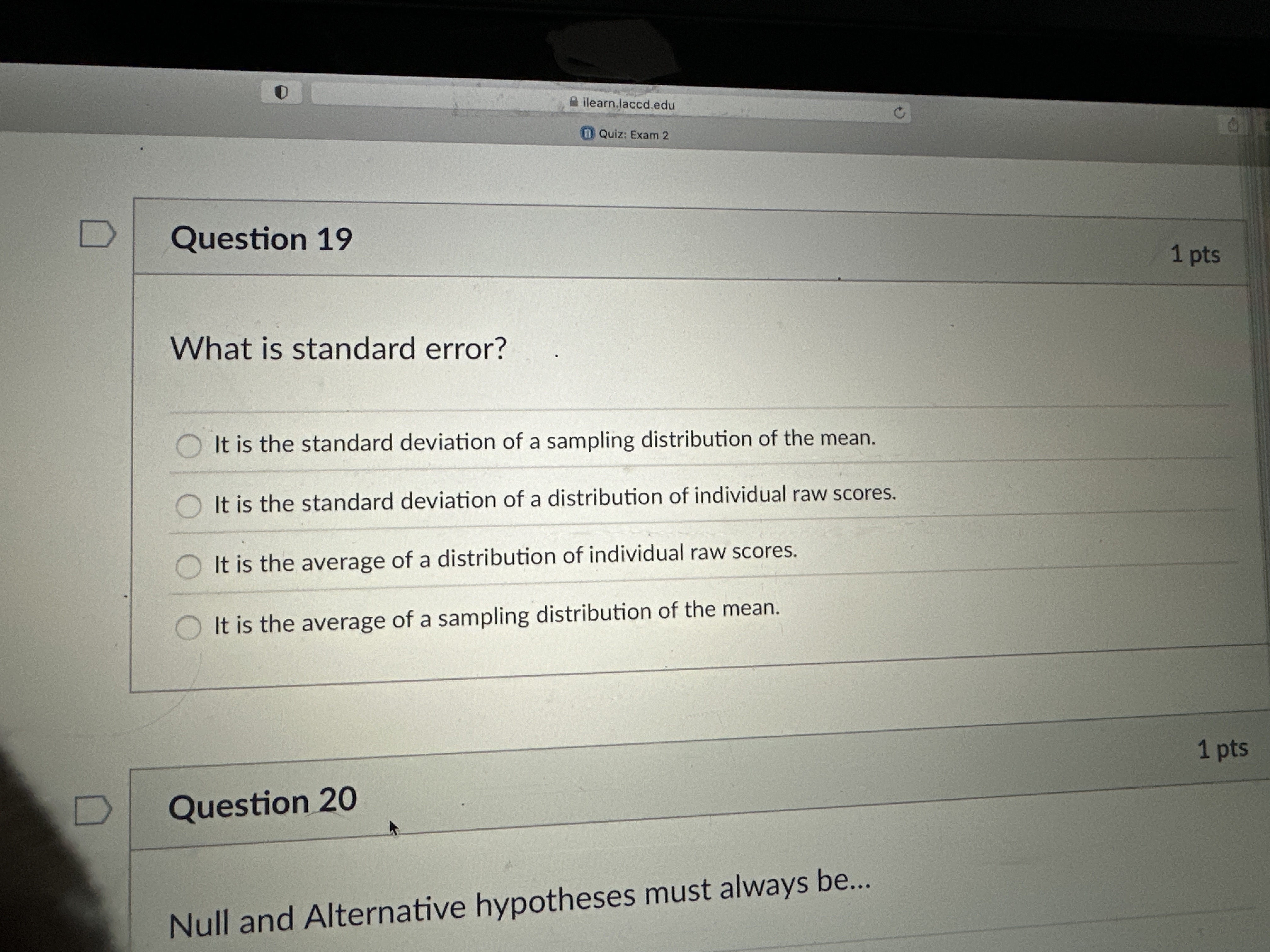 Solved What is standard error?It is the standard deviation | Chegg.com