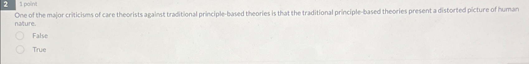Solved 2 1 ﻿pointOne of the major criticisms of care | Chegg.com