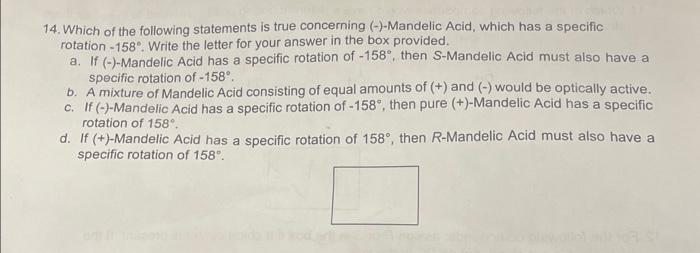 Solved 14. Which of the following statements is true | Chegg.com