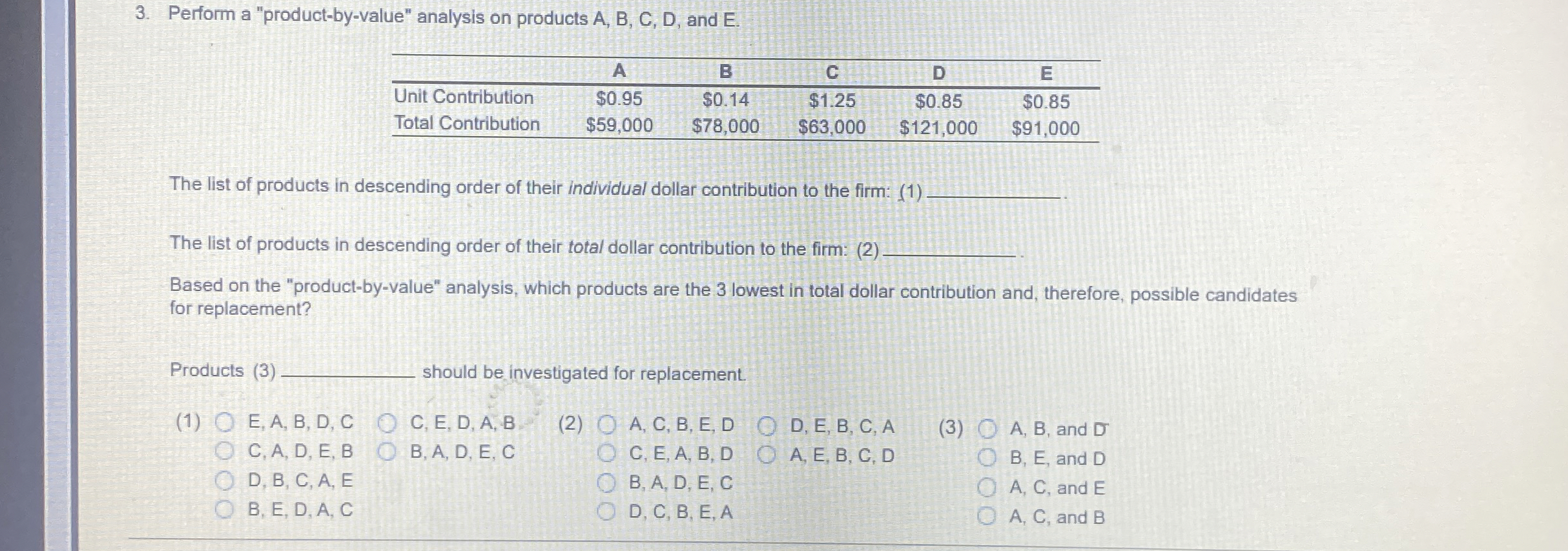 Solved Perform a "product-by-value" analysis on products | Chegg.com