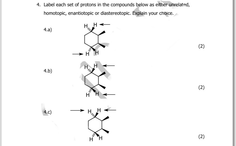 Solved Label each set of protons in the compounds below as | Chegg.com