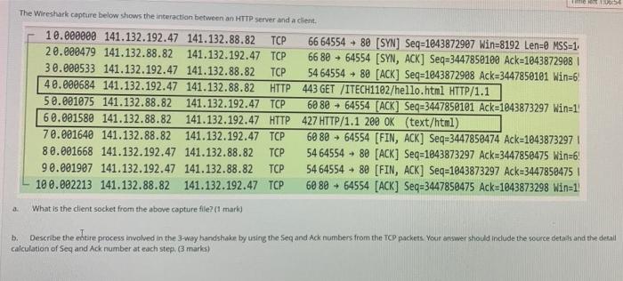 Solved ime set 1106c The Wireshark capture below shows the | Chegg.com