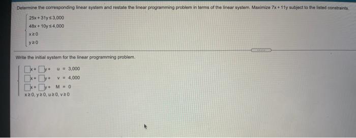 Solved Determine the corresponding linear system and restate | Chegg.com