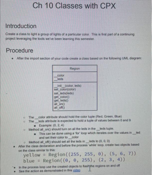 Solved Ch 10 Classes with CPX Introduction Create a class to | Chegg.com