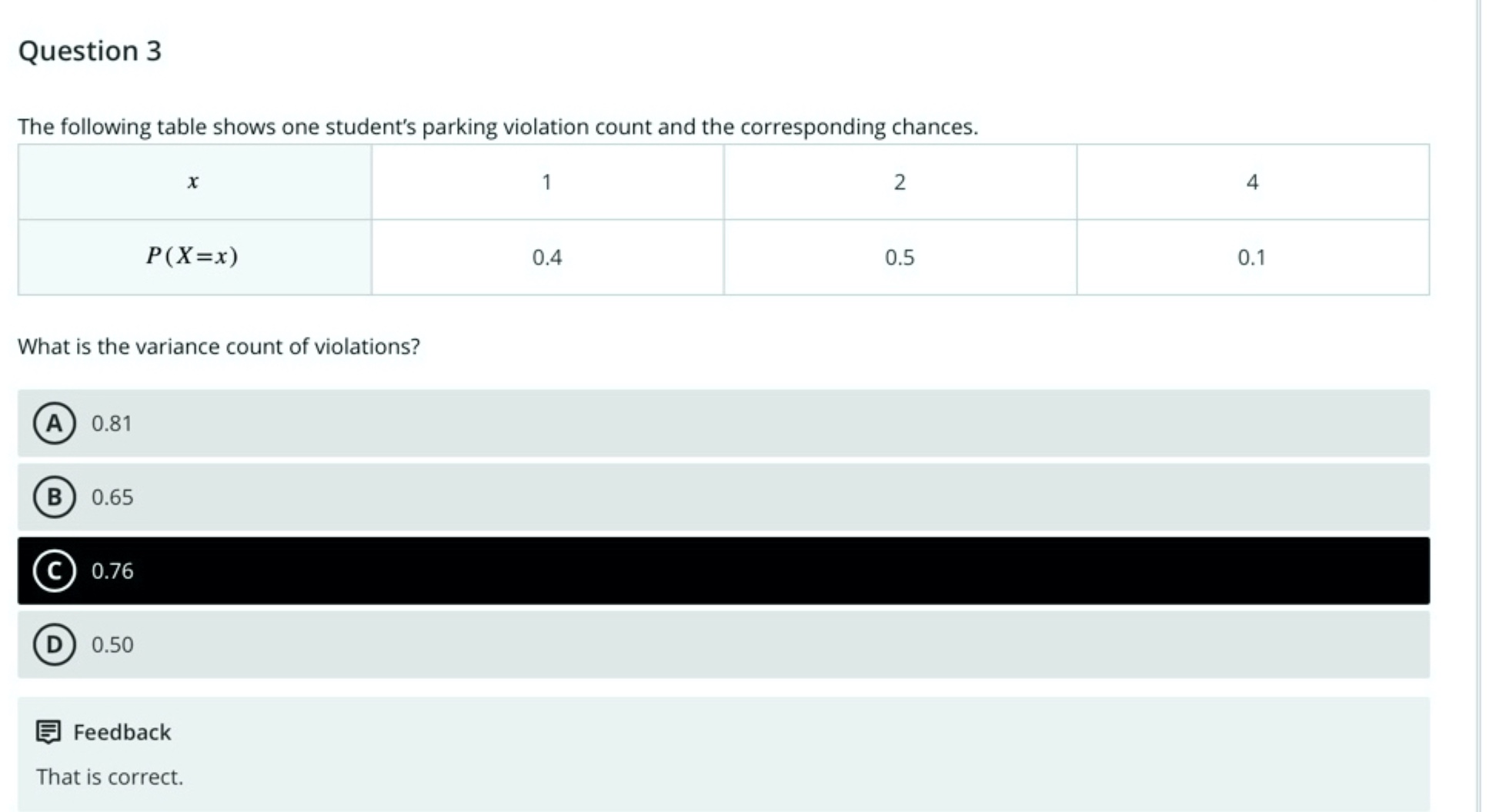 Solved Question 3The following table shows one student's | Chegg.com