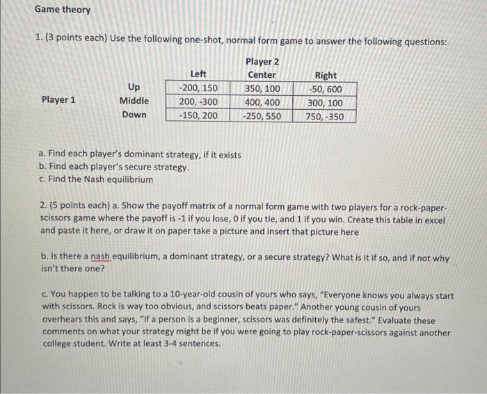 Solved 1. (3 points each) Use the following one-shot, normal | Chegg.com