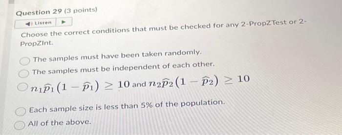 Solved Choose the correct conditions that must be checked | Chegg.com