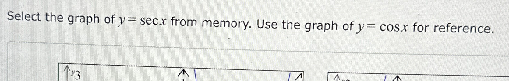 Solved Select the graph of y=secx ﻿from memory. Use the | Chegg.com
