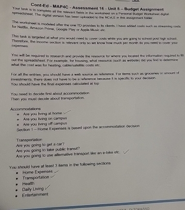 Solved Cont-Ed - ﻿MAP4C - ﻿Assessment 16 - ﻿Unit 8 - ﻿Budget | Chegg.com