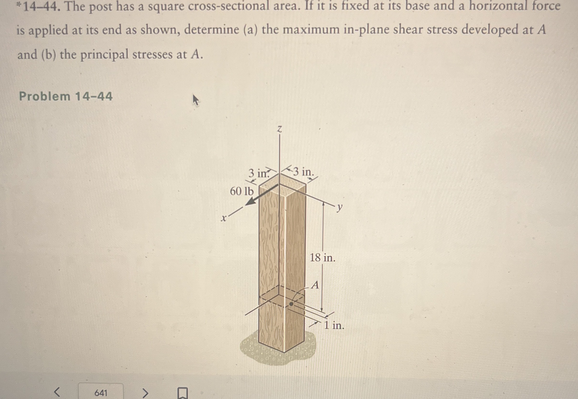 Solved *14-44. ﻿The post has a square cross-sectional area. | Chegg.com