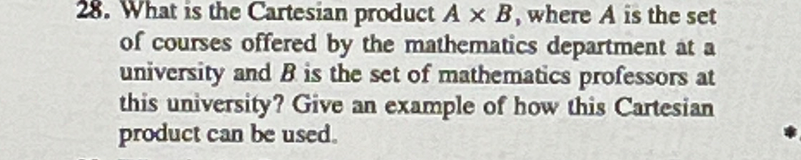 Solved What is the Cartesian product A×B, ﻿where A ﻿is the | Chegg.com