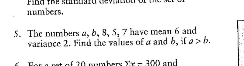 Solved Find the sta numbers. 5. The numbers a, b, 8, 5, 7 | Chegg.com