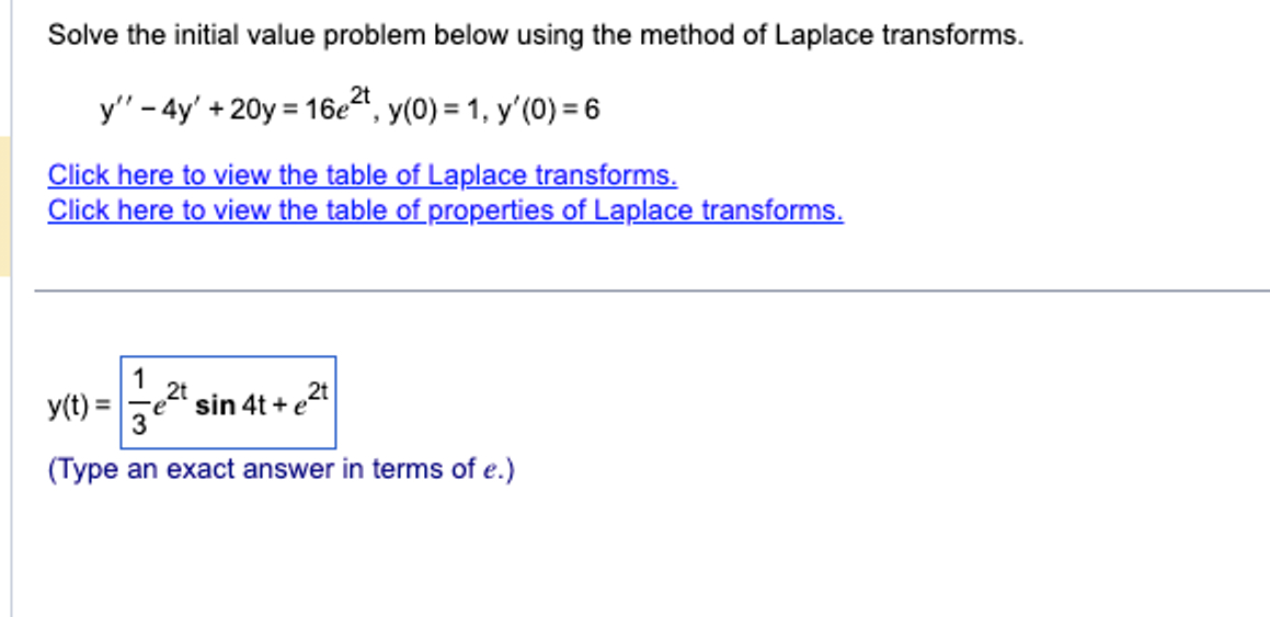 Solved Solve the initial value problem below using the | Chegg.com