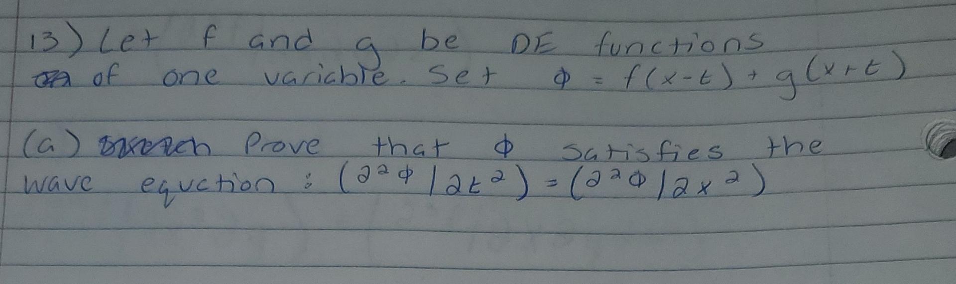 Solved 13) Let f and g be DE functions of one variable. Set | Chegg.com Solved 13) Let f and g be DE functions of one variable. Set | Chegg.com