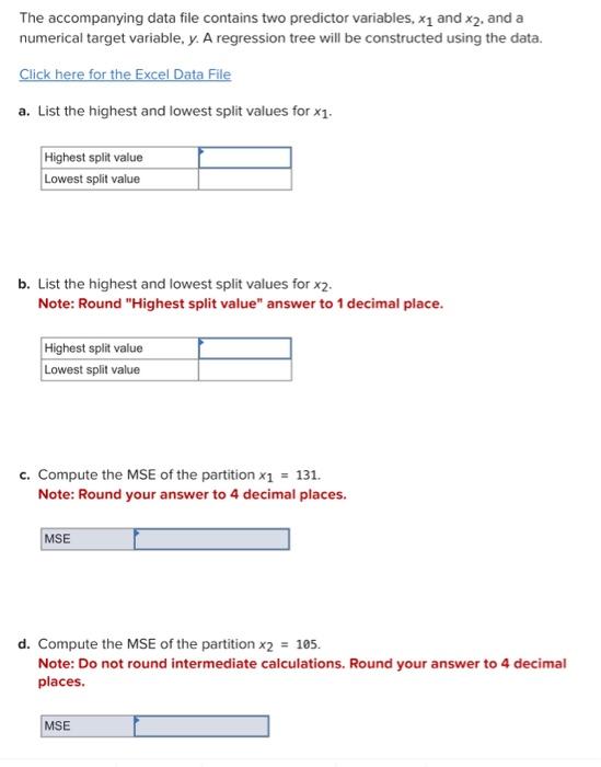 Solved The accompanying data file contains two predictor | Chegg.com