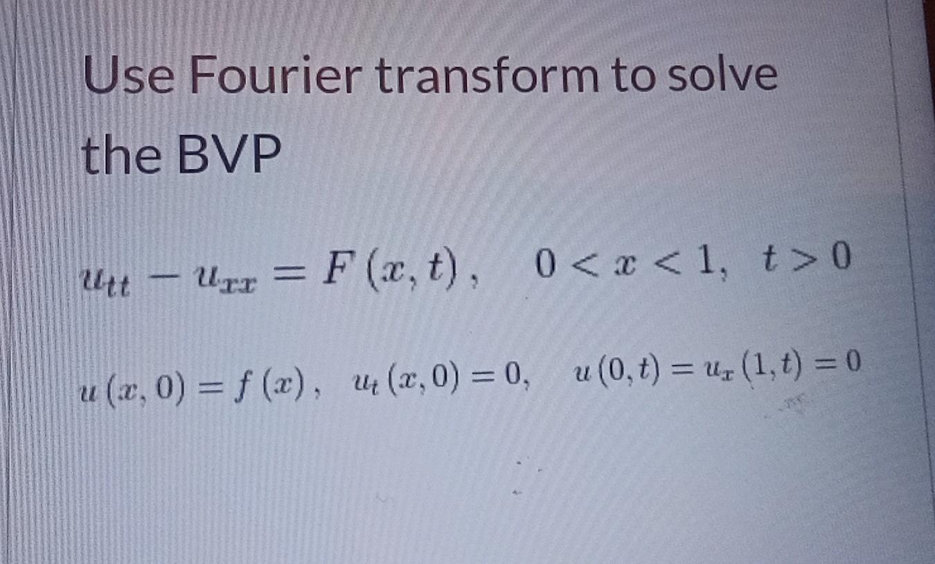 Solved Use Fourier transform to solve the BVP Uut - Urr = | Chegg.com