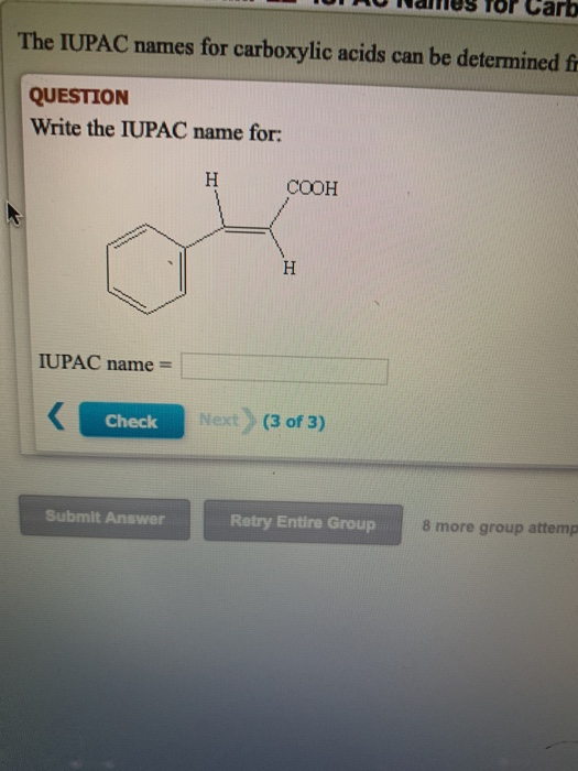Solved the iupac names for carboxylic acids can be | Chegg.com