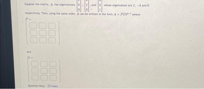 Solved Suppose the matrix, A, has eigenvectors ⎣⎡100⎦⎤,[10], | Chegg.com