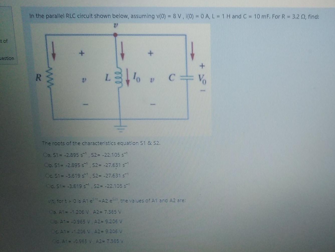 Solved In the parallel RLC circuit shown below, assuming v() | Chegg.com