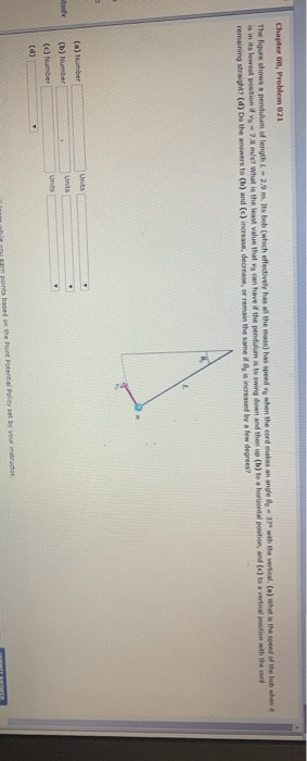 Solved Chapter 06, Problem 021 The figure shows a pendulum | Chegg.com