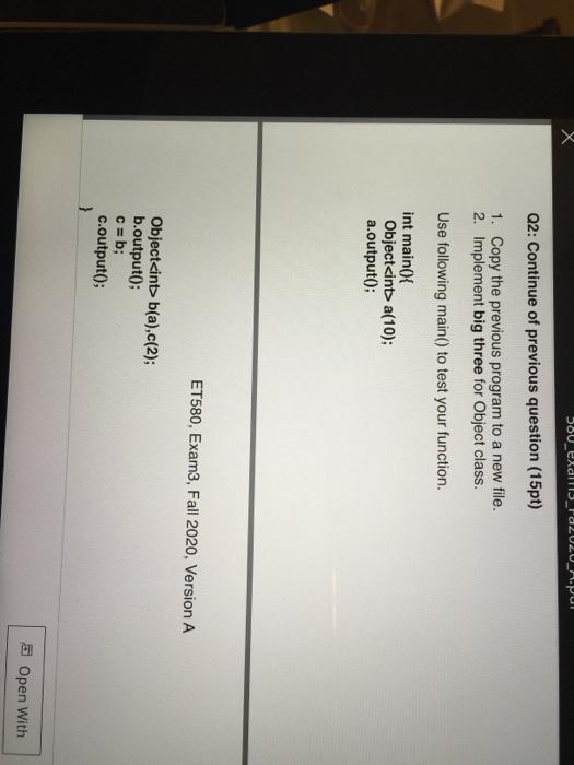 Solved X х 58U_exam3_Fd2020_4.pui Q1: Create a class named | Chegg.com
